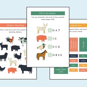 At the Farm Themed Pre School Worksheets, Farmyard Animals Unit Study ...