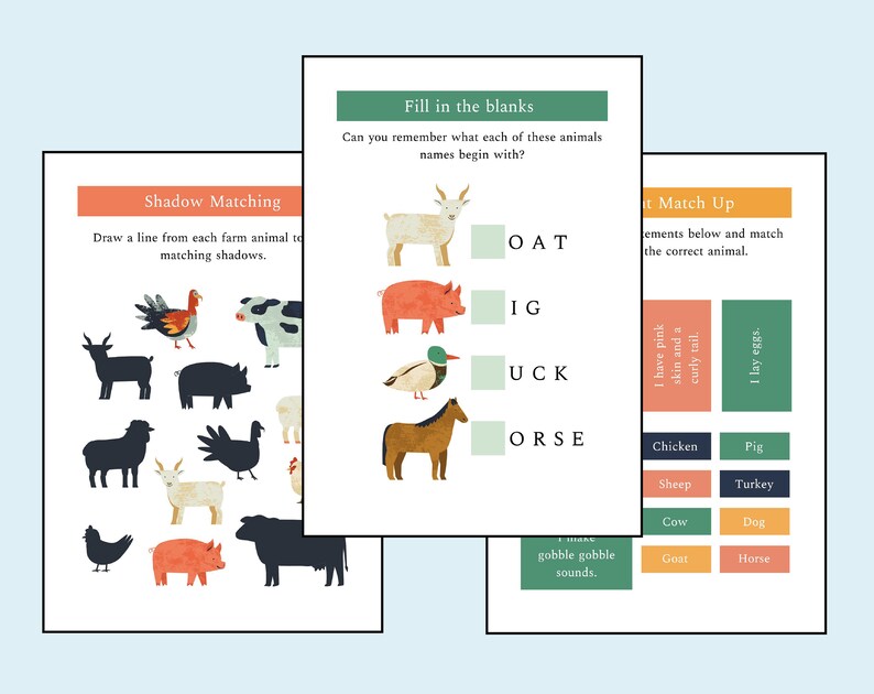 At the Farm Themed Pre School Worksheets, Farmyard Animals Unit Study ...