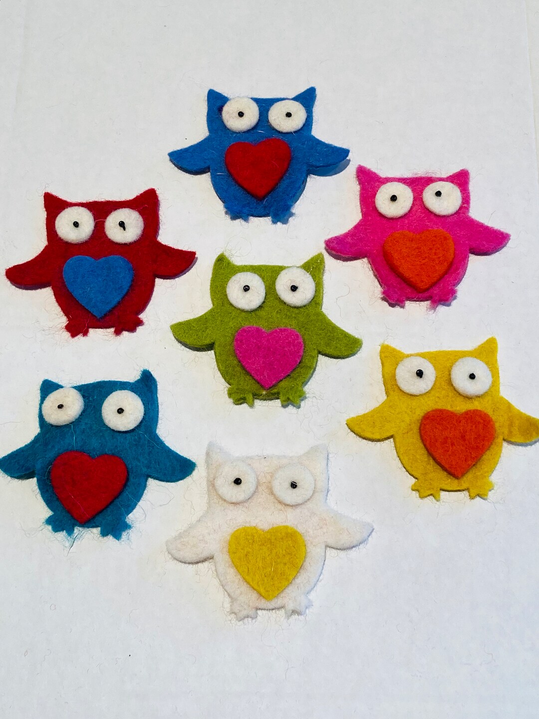 Felt Owl Shapes: Handmade Wool Craft Embellishments, 2 Inch, Set of 10 ...