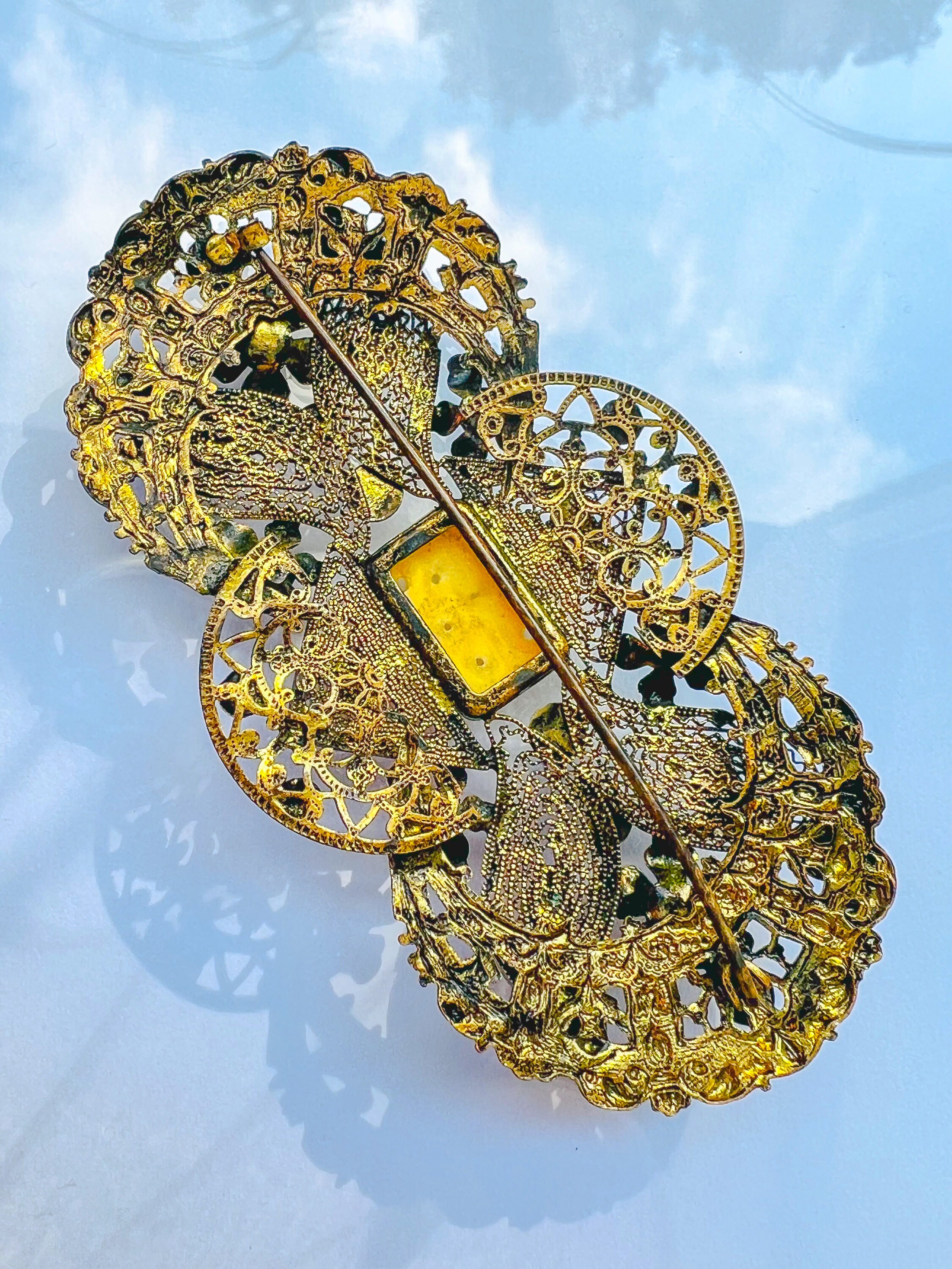 Antique très grande broche tchèque broche vintage - Etsy France