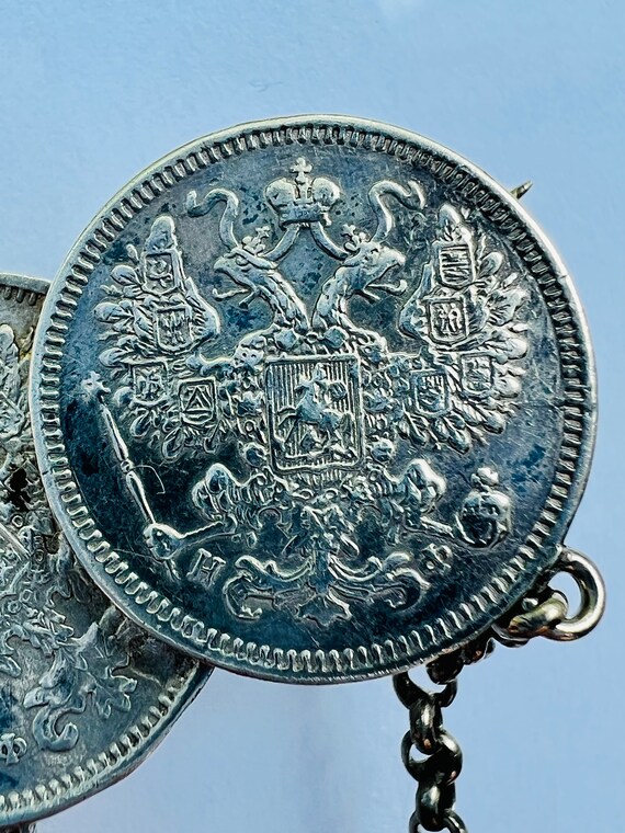 Antique Russian Empire Coin Brooch. Antique Sterling … - Gem