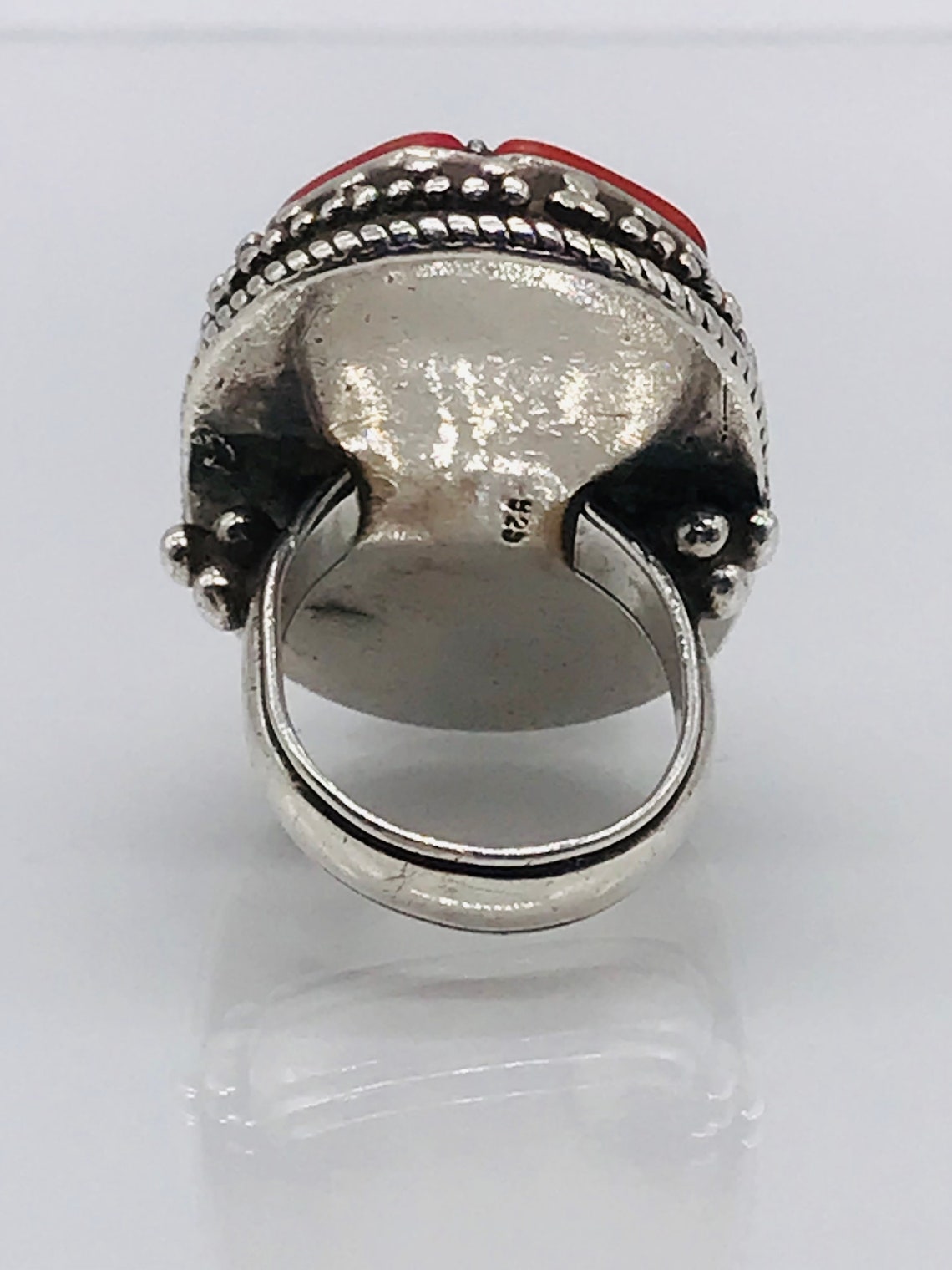 Antique Sterling Silver Large Massive Ring Inlaid With Real - Etsy