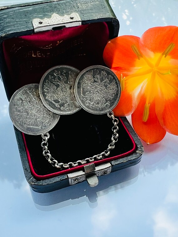 Antique Russian Empire Coin Brooch. Antique Sterling … - Gem