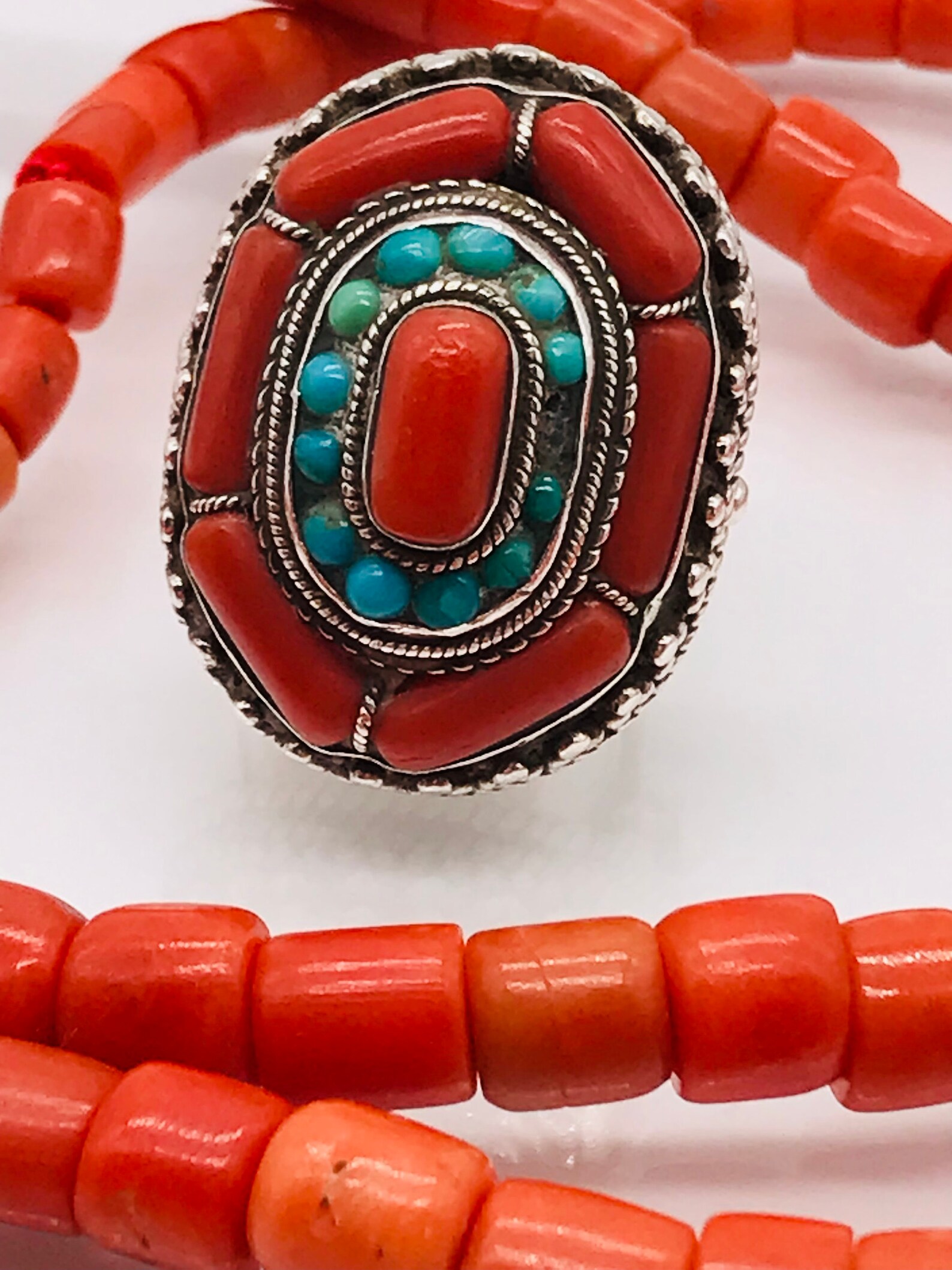 Antique Sterling Silver Large Massive Ring Inlaid With Real - Etsy