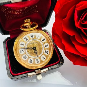 Tusal Swiss Pocket Watch Vintage Ladies Pocket Watch in Gold Plated ...