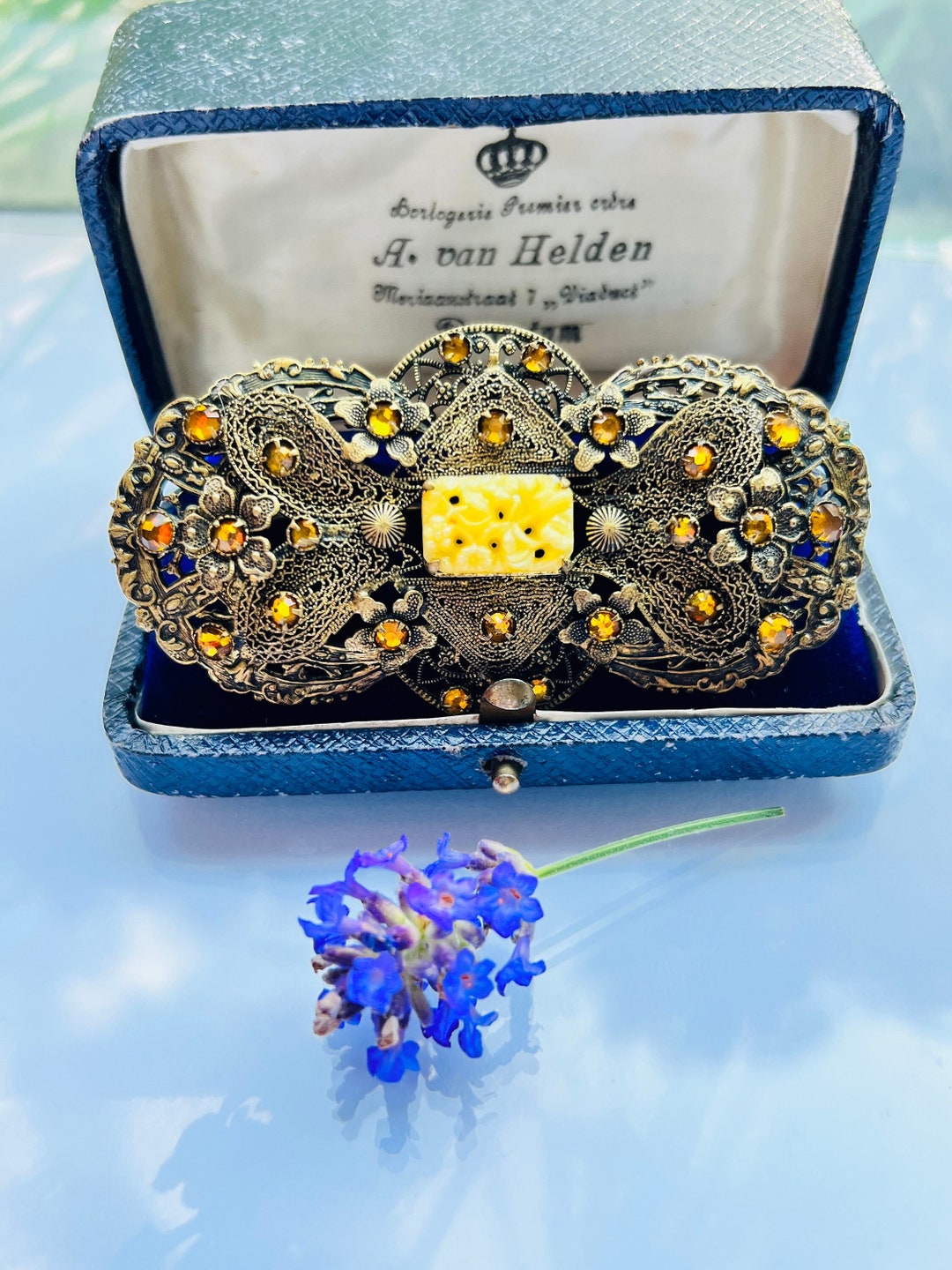 Antique très grande broche tchèque broche vintage - Etsy France