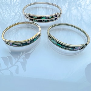 Vintage Mexican Alpaca Abalone Shell Bangle Bracelet. - Etsy