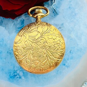 Tusal Swiss Pocket Watch Vintage Ladies Pocket Watch in Gold Plated ...