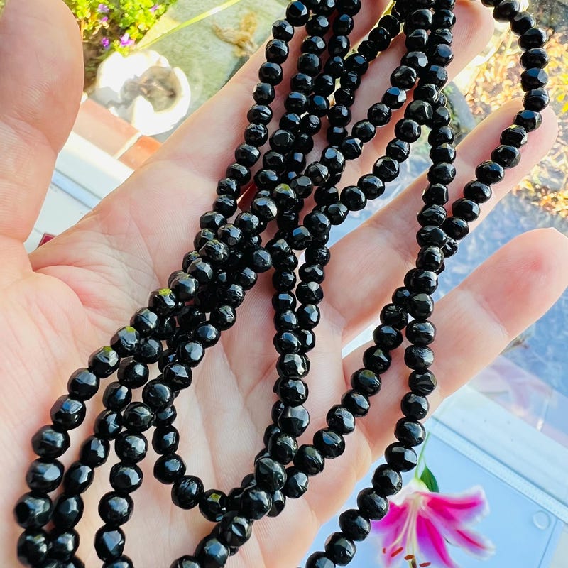 Jet Bead Necklace - Etsy