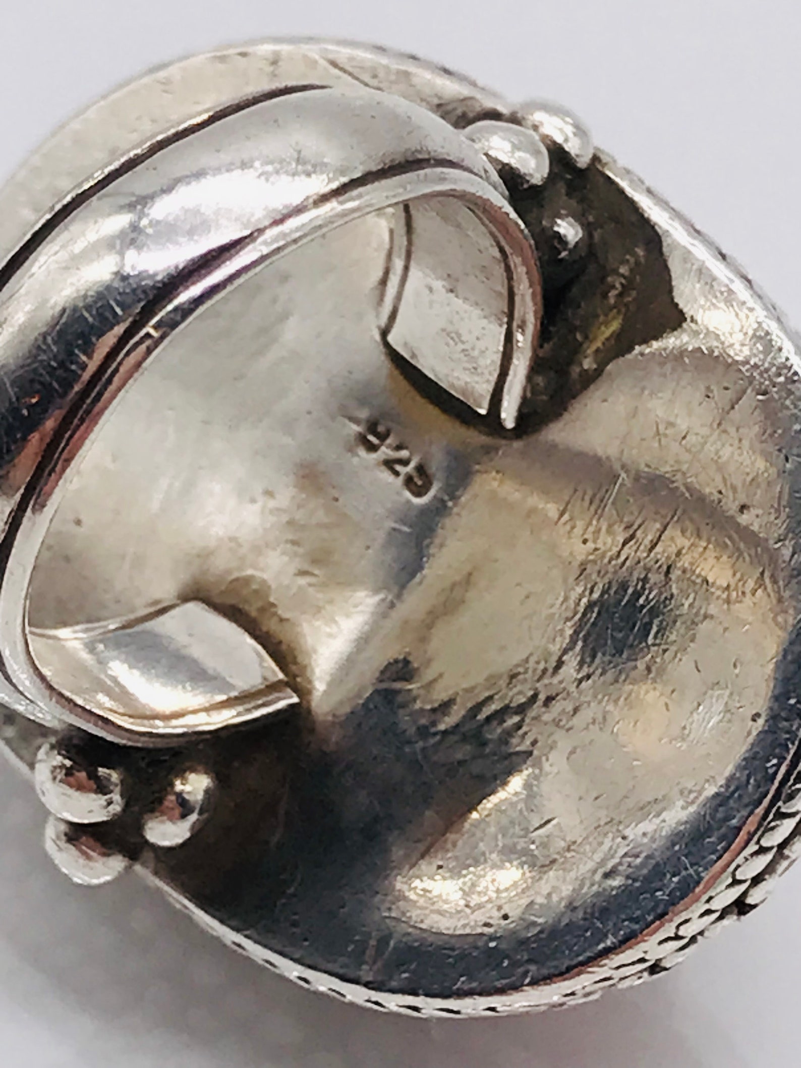 Antique Sterling Silver Large Massive Ring Inlaid With Real - Etsy