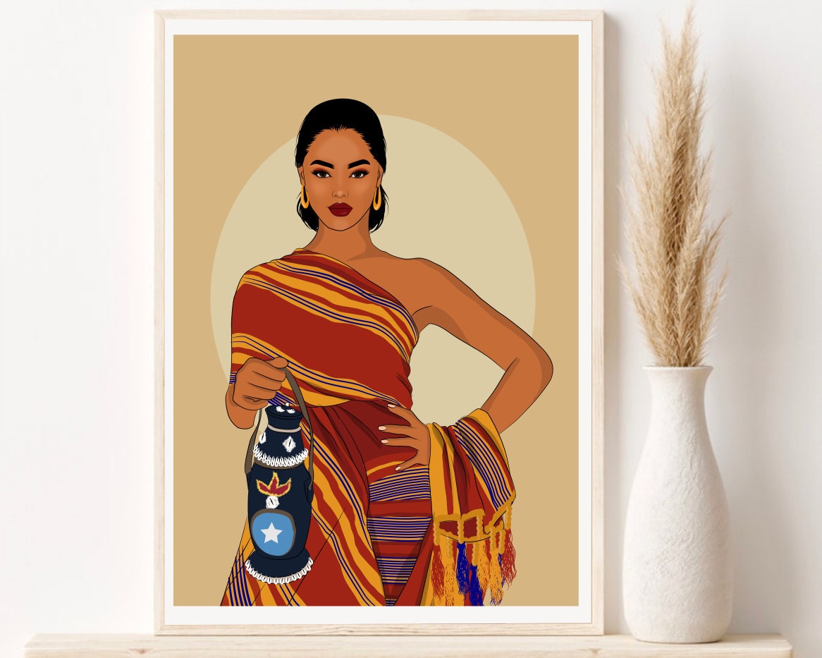Somali Girl Art Poster | Somali Art Print | East African Art | Somali ...