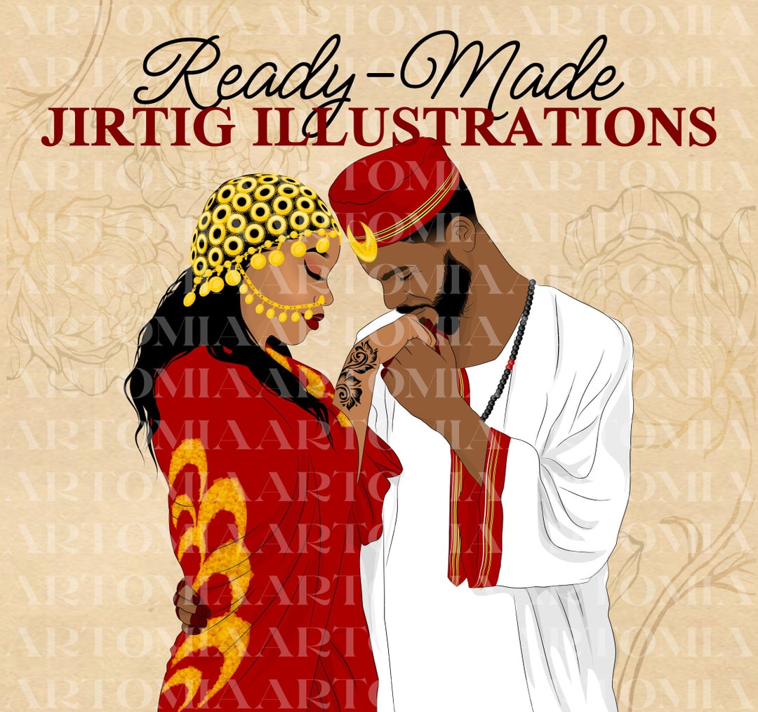 Sudanese Ready Made Jirtig Couple Illustration With No Background Henna ...