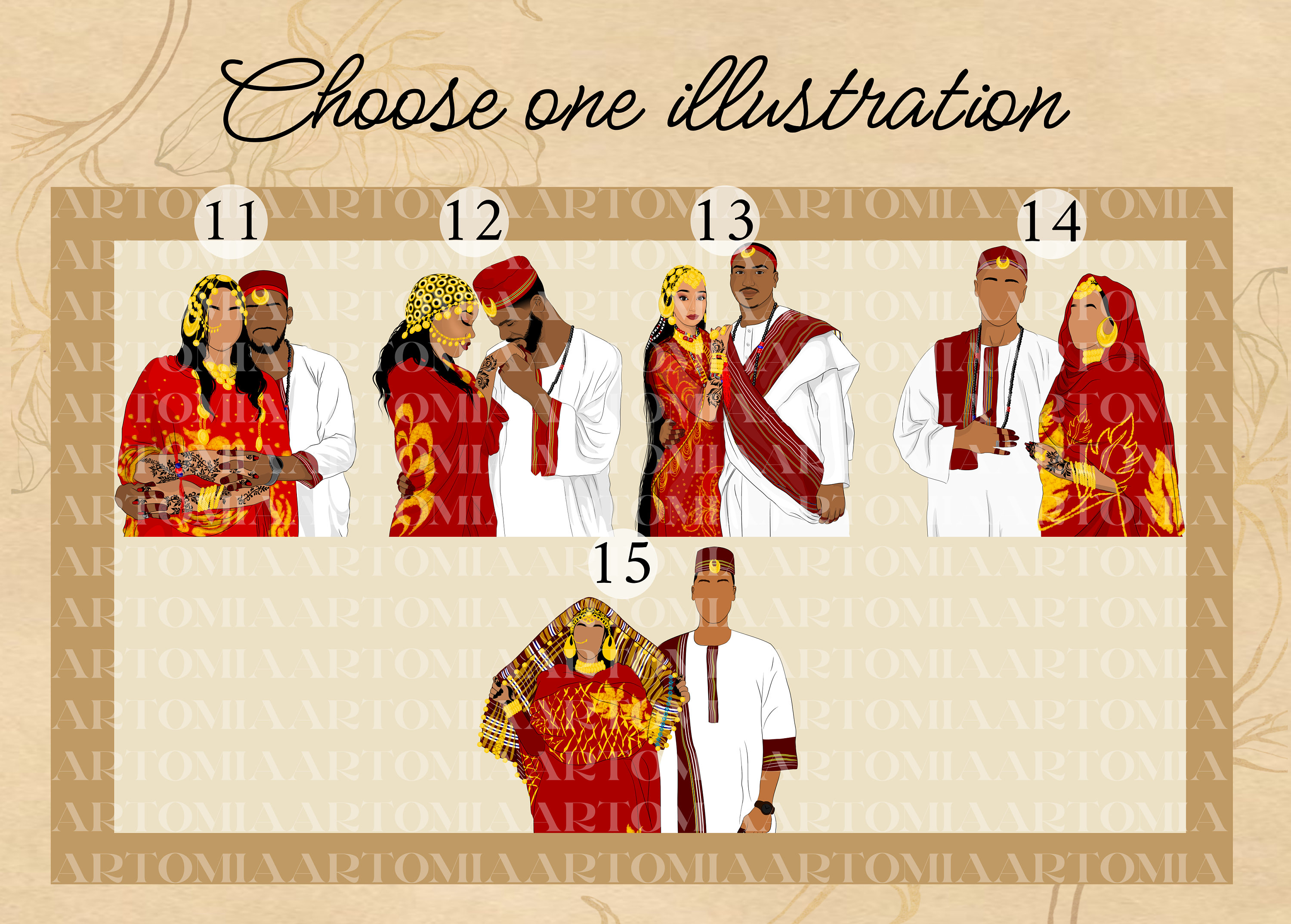 Sudanese Ready Made Jirtig Couple Illustration With No Background Henna ...