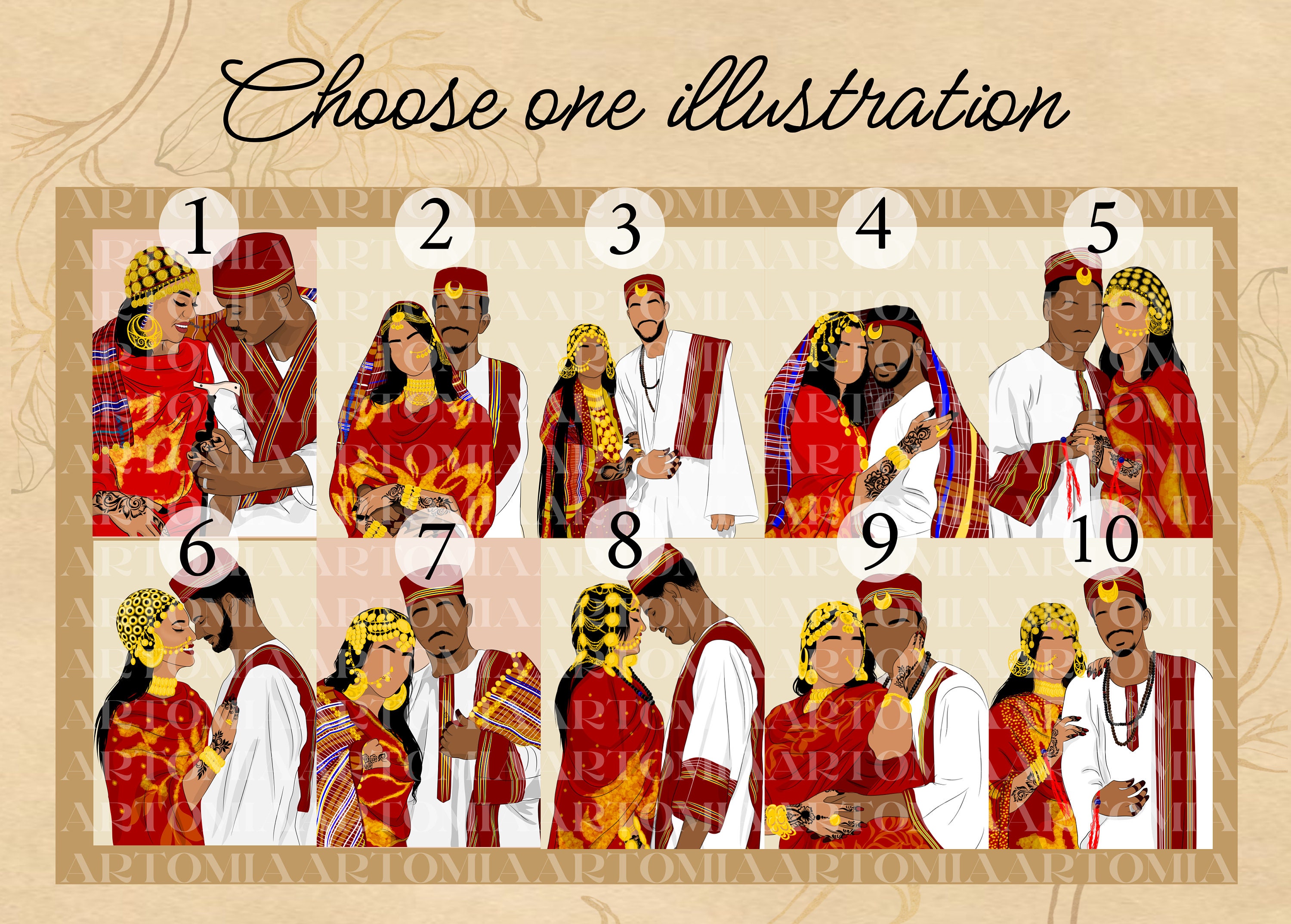 Sudanese Ready Made Jirtig Couple Illustration With No Background Henna ...