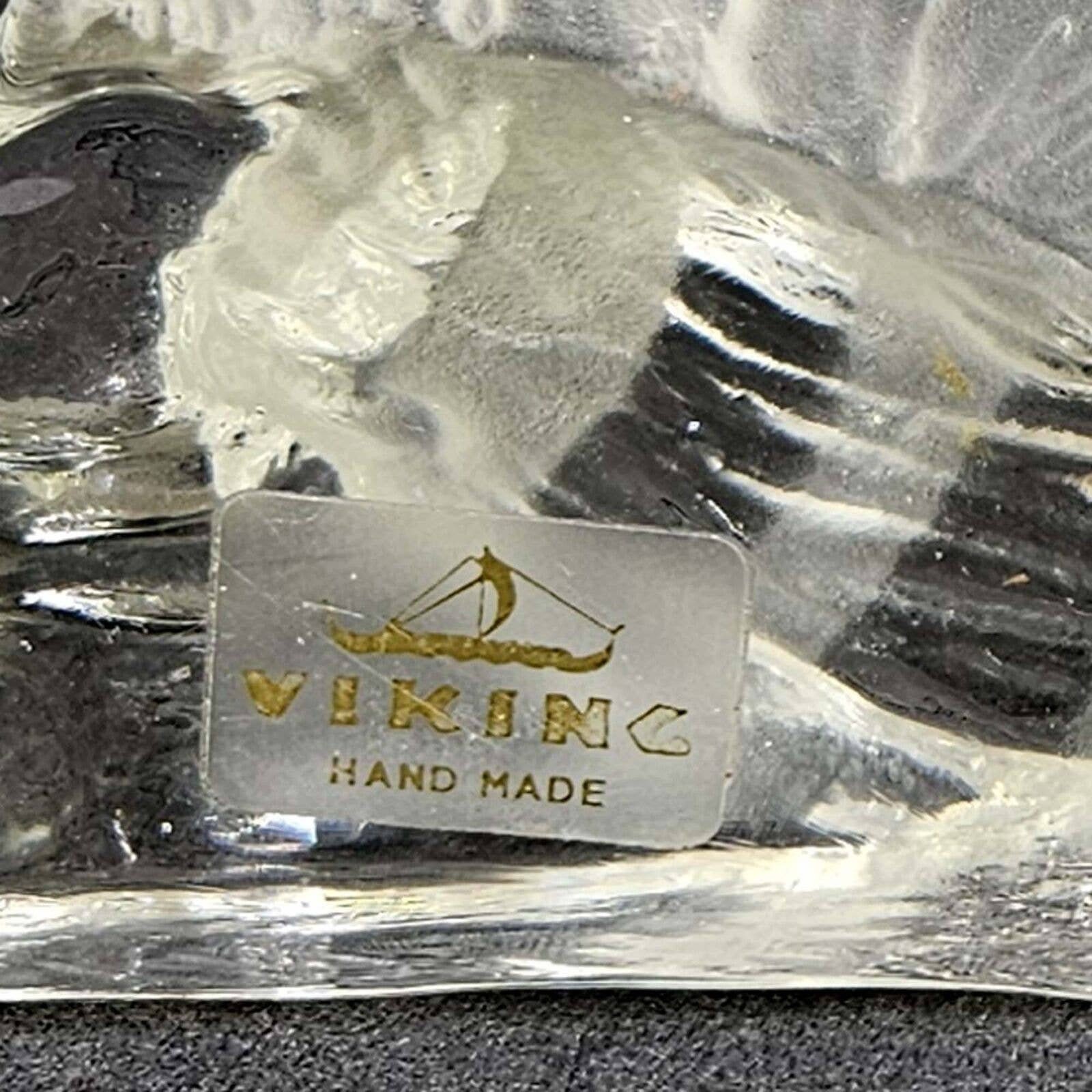 Vintage Viking Glass Clear Crystal Satin Raccoon Figurine Paperweight ...