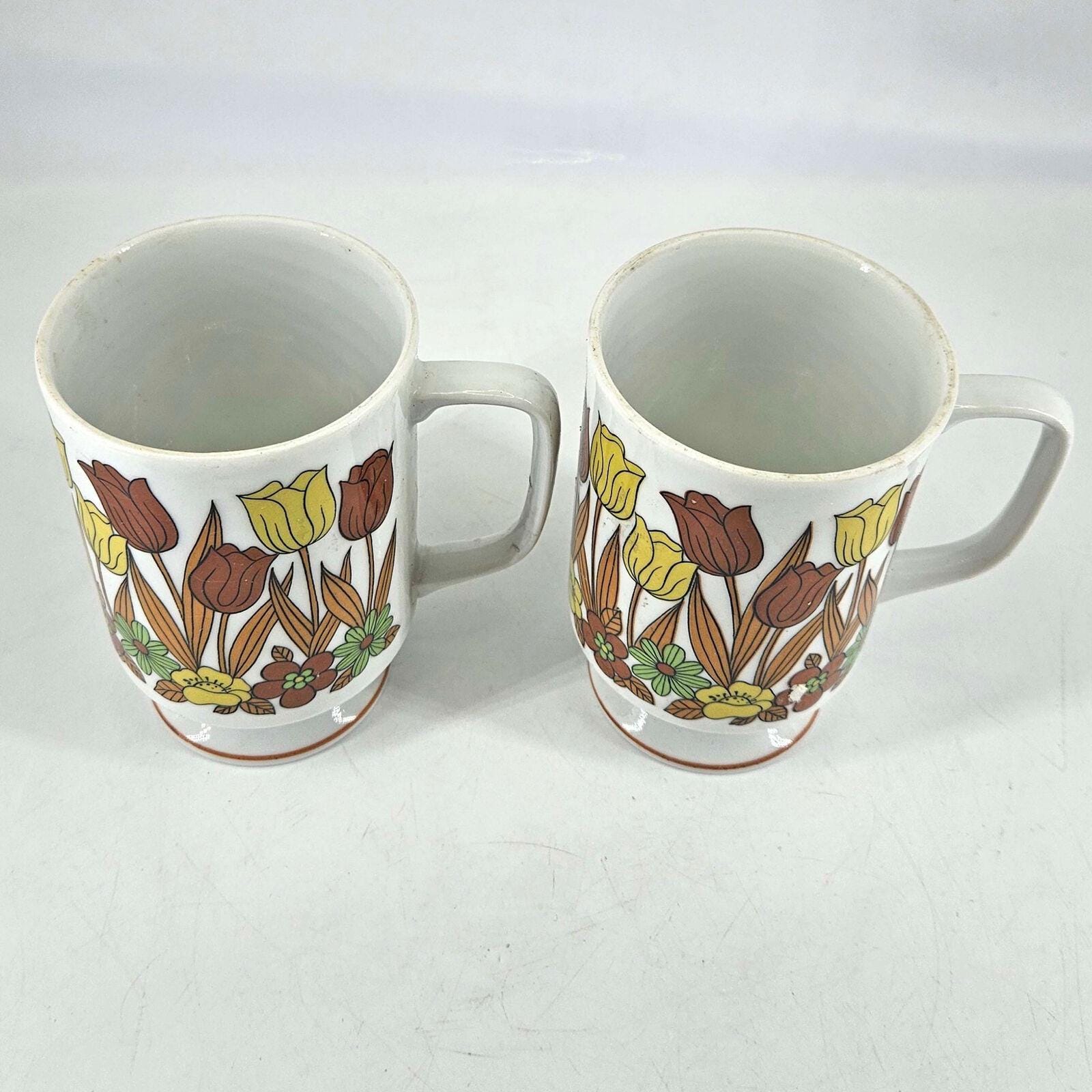 Vintage Pair of Retro Mod Colorful Tulip Footed Ceramic Mugs Cups - Etsy