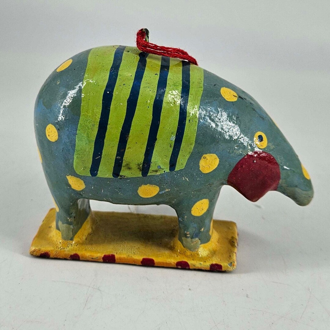 Hand Made Paper Mache Hand Painted Tapir Ornament - Etsy