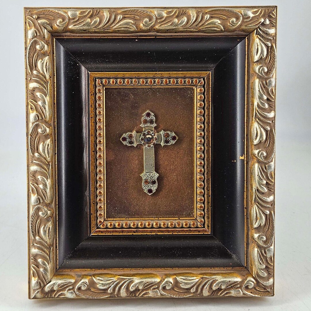 Jeweled Vintage Style Cross Crucifix in Ornate Heavy Frame - Etsy