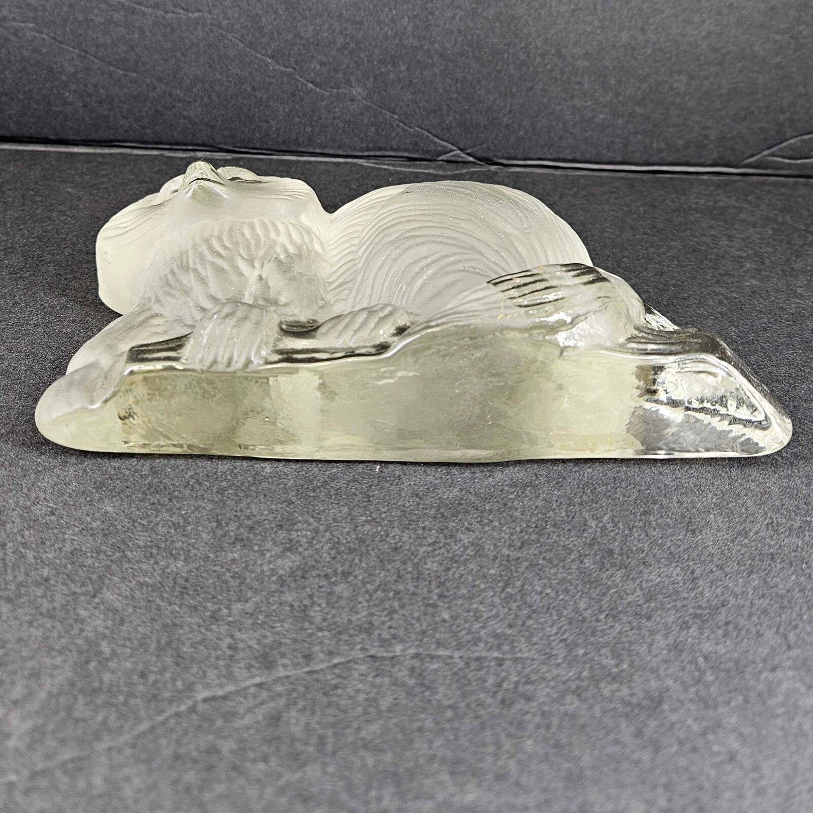 Vintage Viking Glass Clear Crystal Satin Raccoon Figurine Paperweight ...
