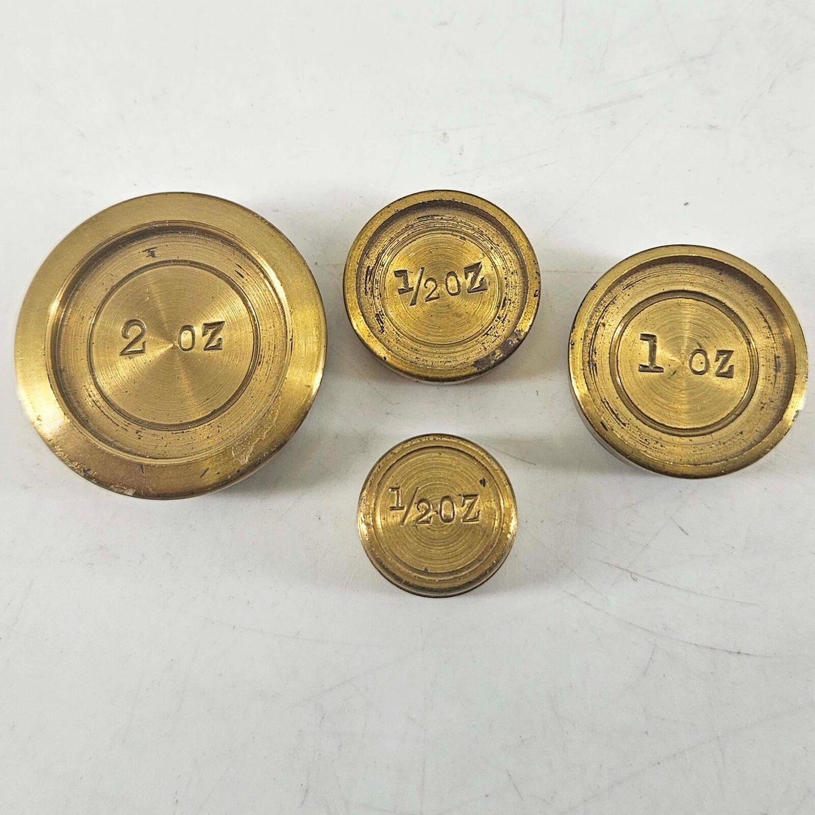 Vintage Warranted Accurate Brass Wood Postal Scale W 4 Weights Made in ...