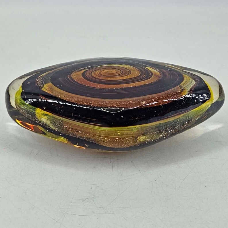 Hand Blown Studio Art Glass Paperweight Aventurine Swirl Unique Shape ...