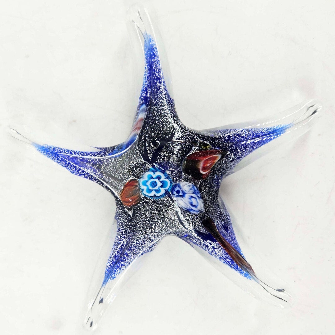 Silver Aventurine Millefiori Blue Hand Blown Glass Sea Star Fish Paperweight 5" - Etsy