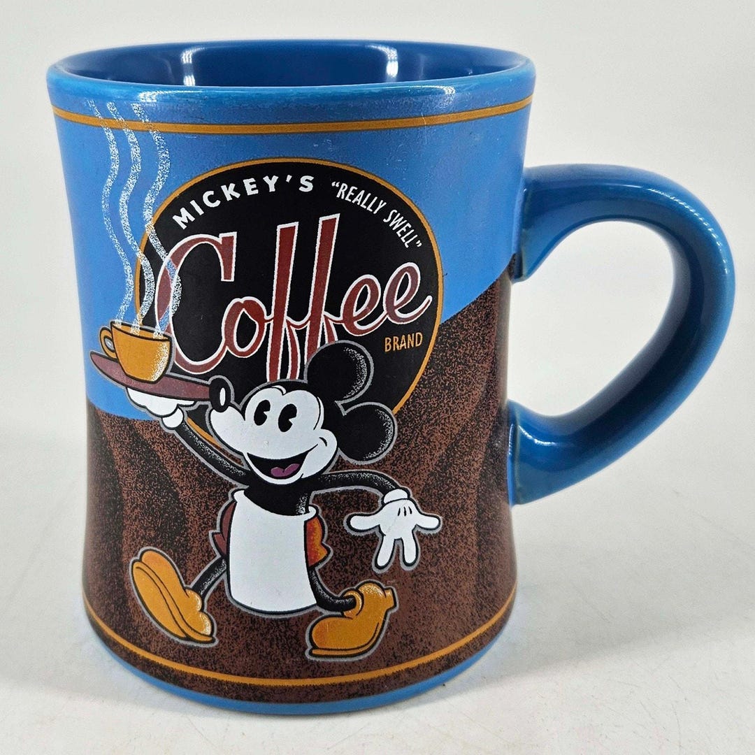 Mickey's Really Swell Coffee Mug Cup 2007 Disney Theme Parks Blue - Etsy