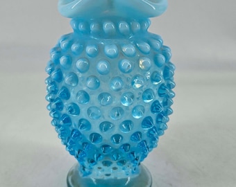 Vintage Fenton Blue Opalescent Glass Hobnail Ruffled Rim Bud Vase - Etsy