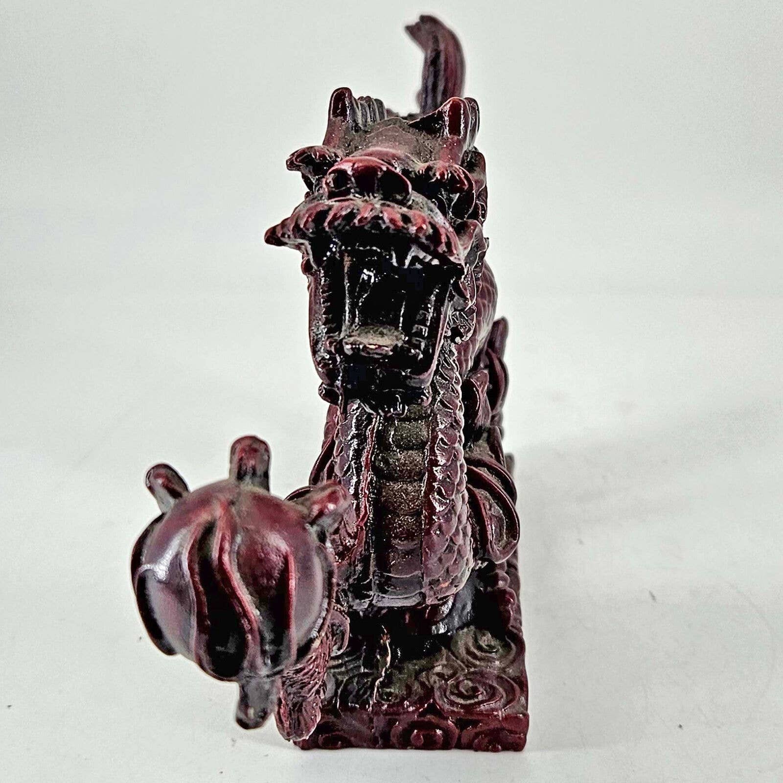 Vintage Chinese Feng Shui Dark Red Dragon Figurine W Ball - Etsy