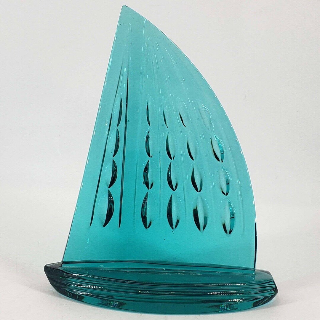 WATERFORD MCM Mid Century Modern Style Art Glass Crystal SAILBOAT ...