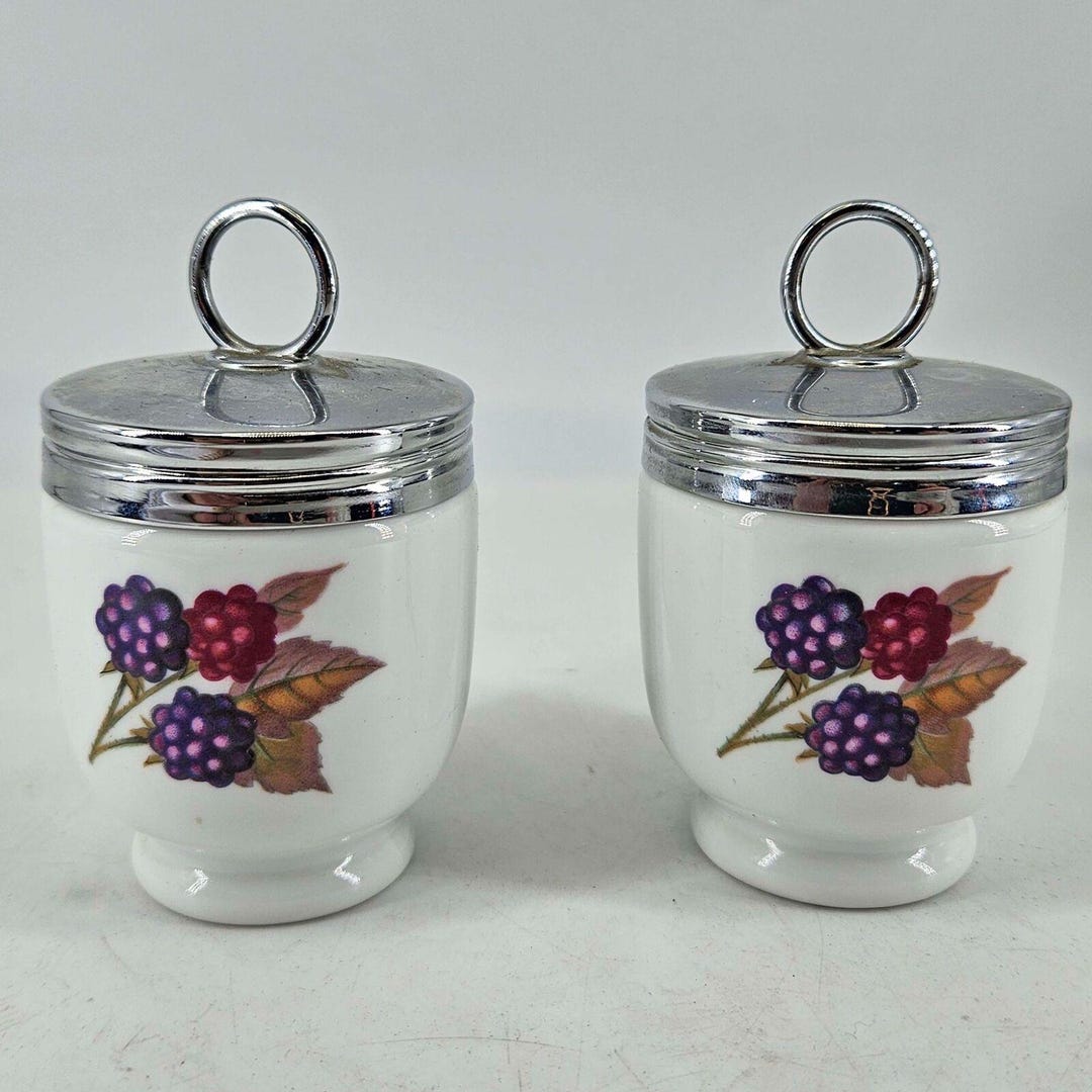 Pair of Egg Coddlers Royal Worcester Standard Size, Blackberry Motif ...