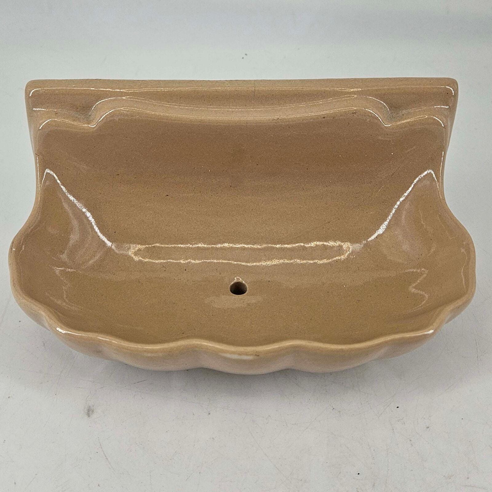 Vintage Almond Ceramic Wall Mount Bathroom Soap Dish Seashell Art Deco ...