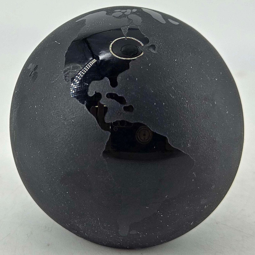 Vintage Crystal Glass World Globe Earth Paperweight Black Frosted ...