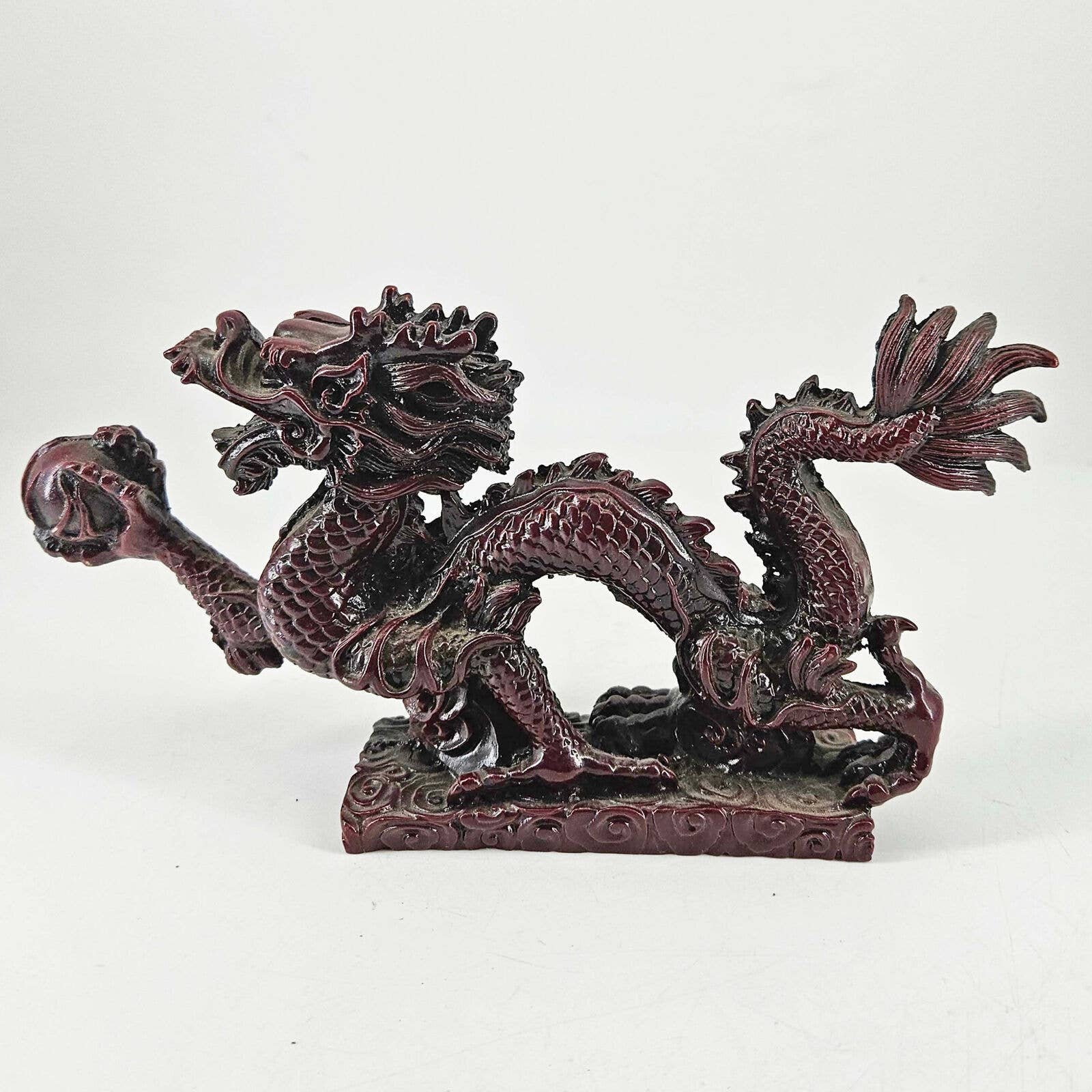 Vintage Chinese Feng Shui Dark Red Dragon Figurine W Ball - Etsy