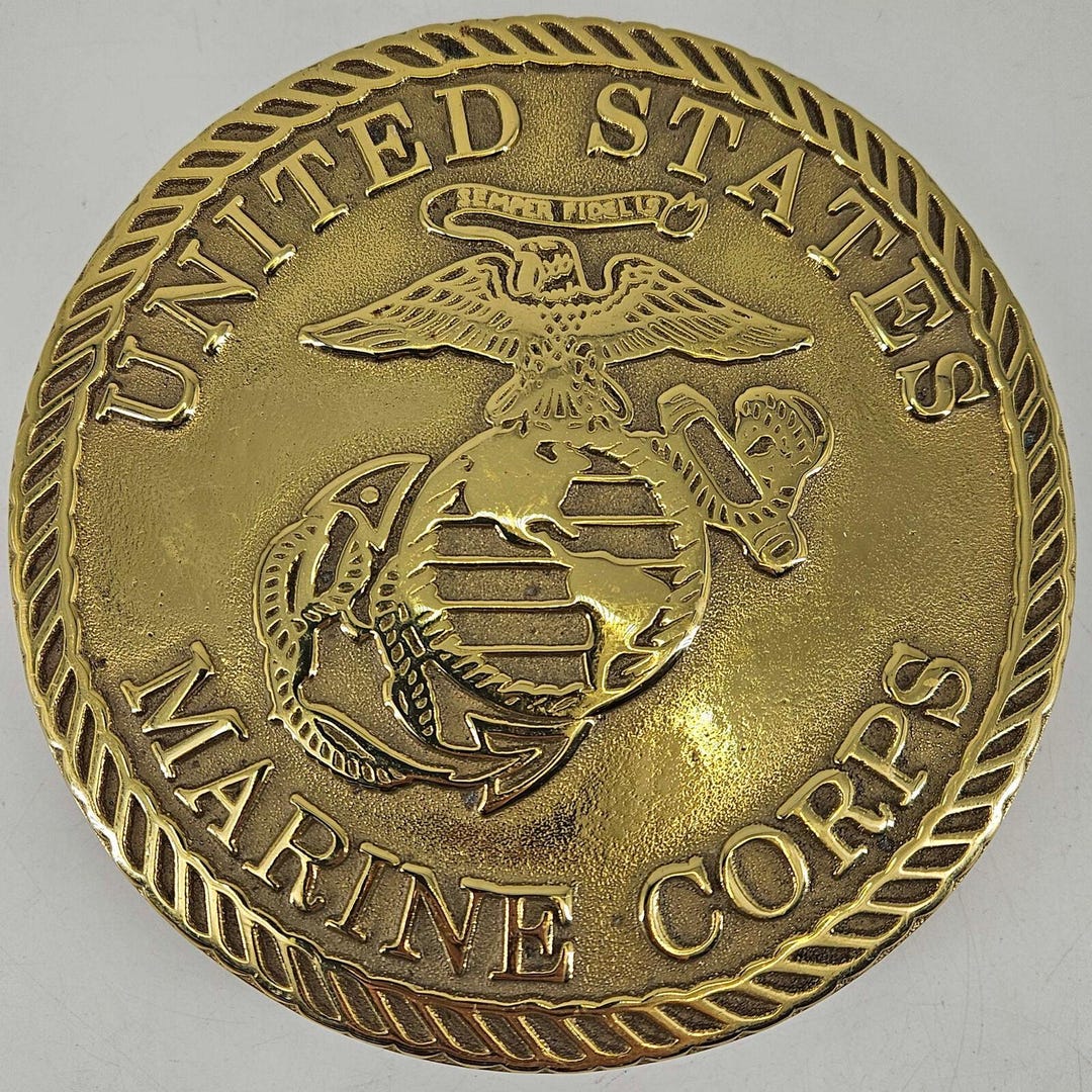 USA USMC Solid Brass Emblem Seal Trivet Virginia Metalcrafters Marine ...