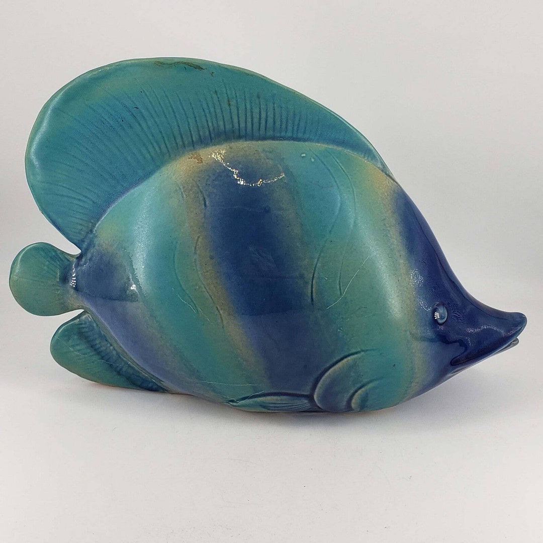 Studio Art Pottery Ceramic Fish Figurine Sculpture Tropical Nautical ...