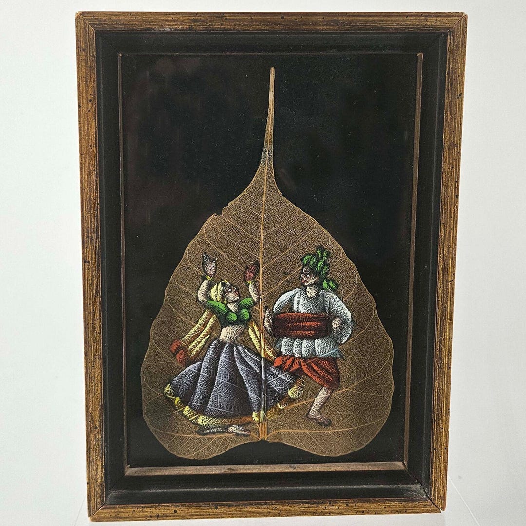 Vintage Hand Painted Framed PEEPAL Tree Leaf Greeting Card Art India - Etsy