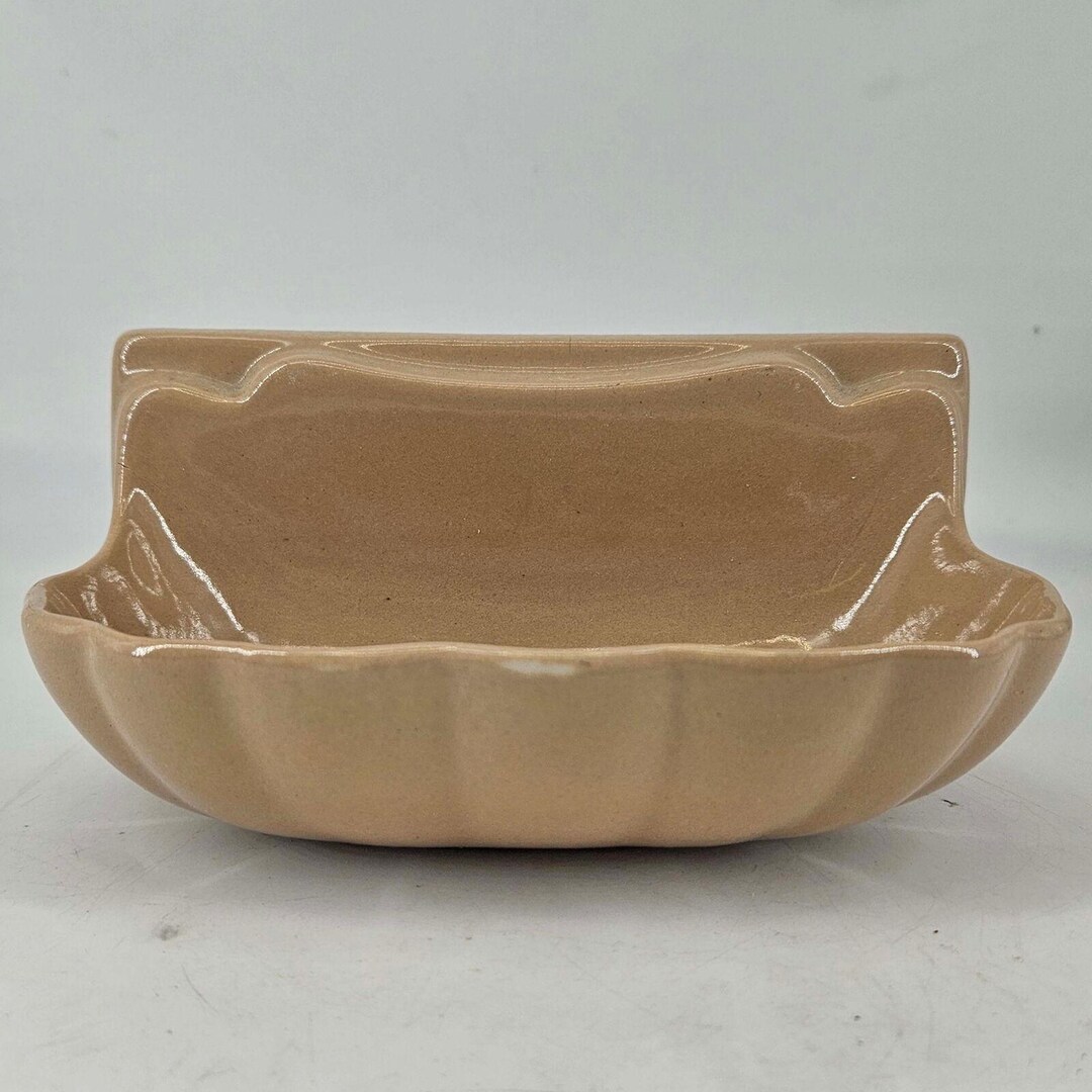 Vintage Almond Ceramic Wall Mount Bathroom Soap Dish Seashell Art Deco ...