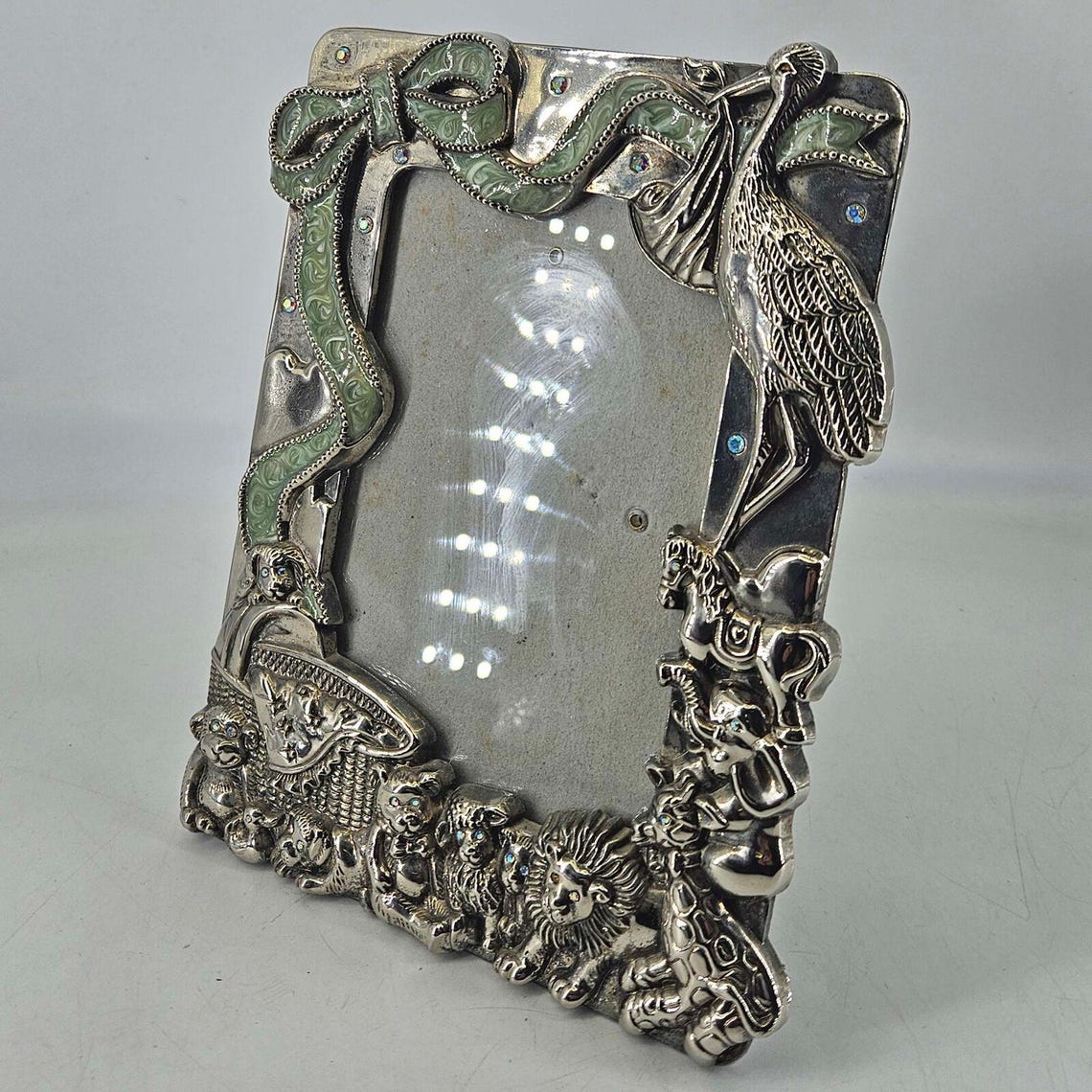 Enamel Detail Baby Child's Room Ornate Photo Picture Frame Jeweled ...