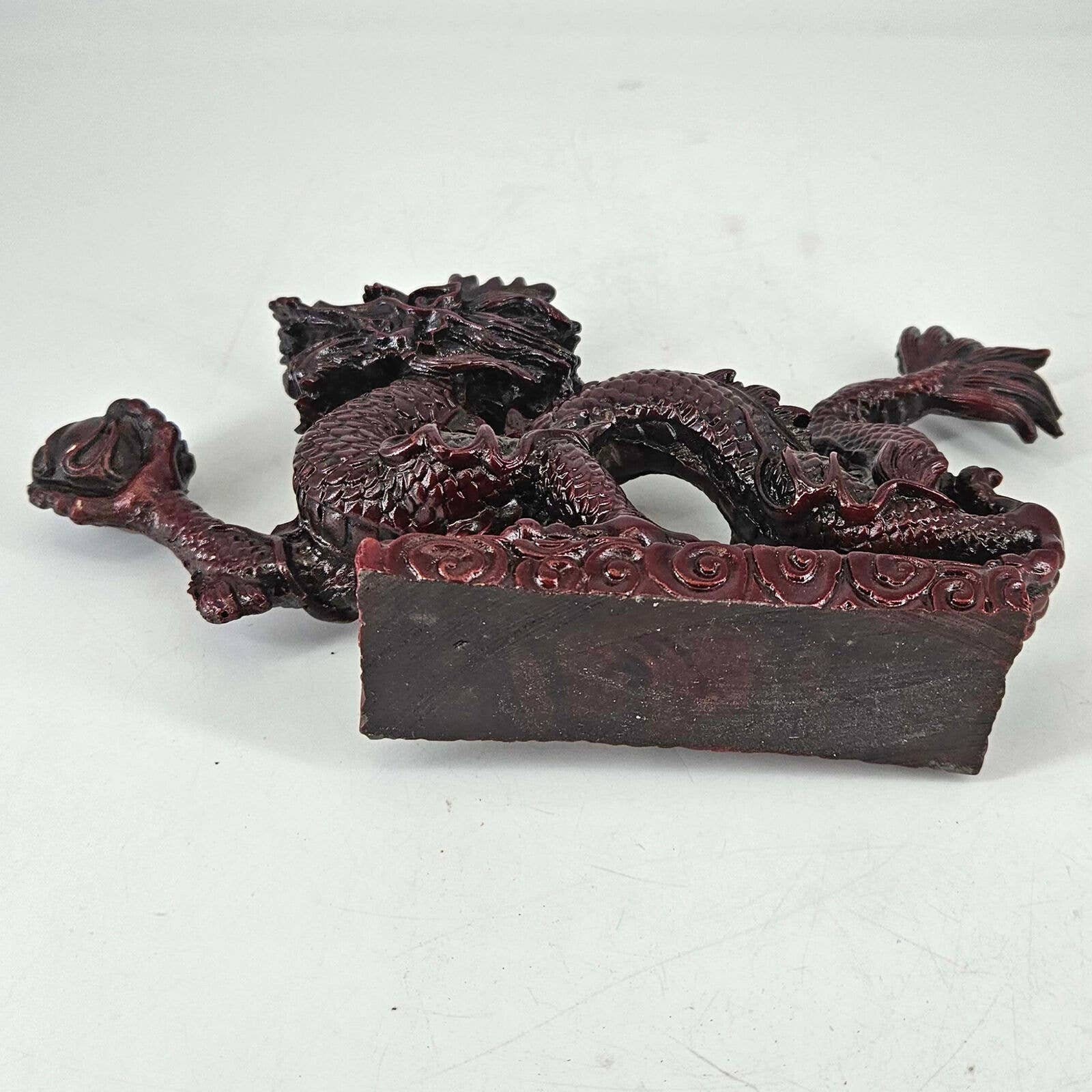 Vintage Chinese Feng Shui Dark Red Dragon Figurine W Ball - Etsy