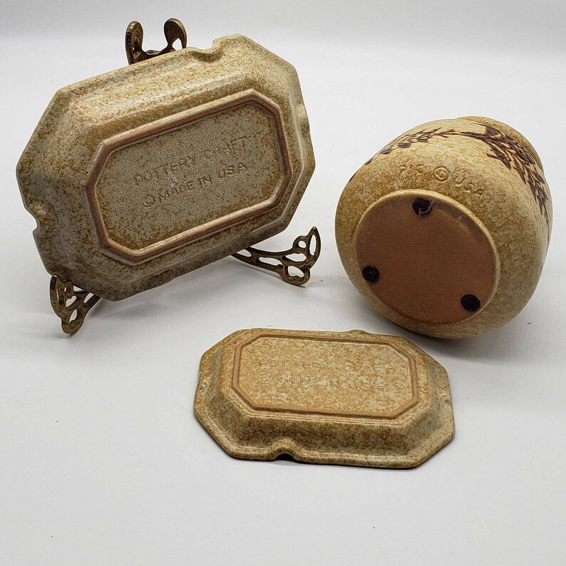 3 Pc Mid Century Modern MCM Pottery Craft Stoneware Vase & Ashtrays - Etsy
