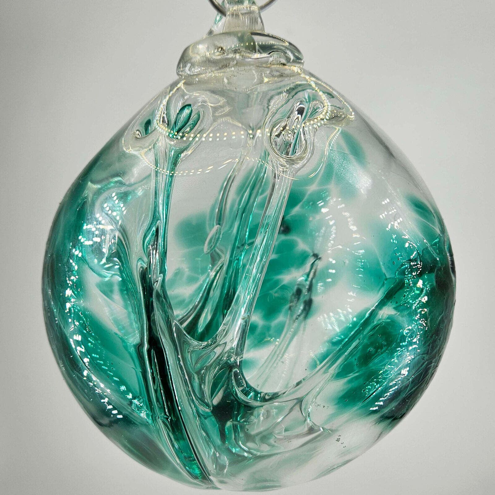 Hand Blown Art Glass Spirit Tree Embossed Witch Ball Orb Sphere ...