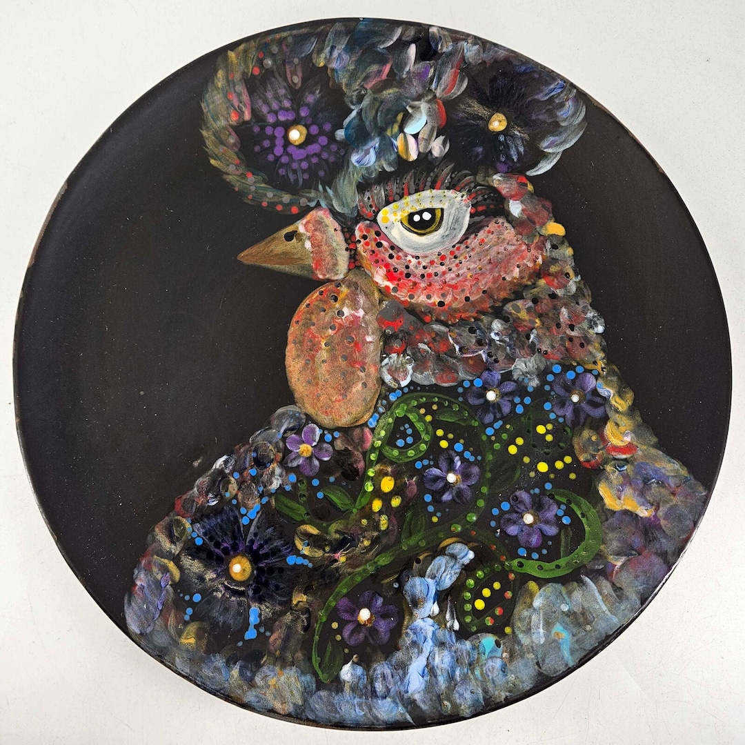 Vintage Studio Art Dark Academia Roosted Hand Made Painted Pottery ...