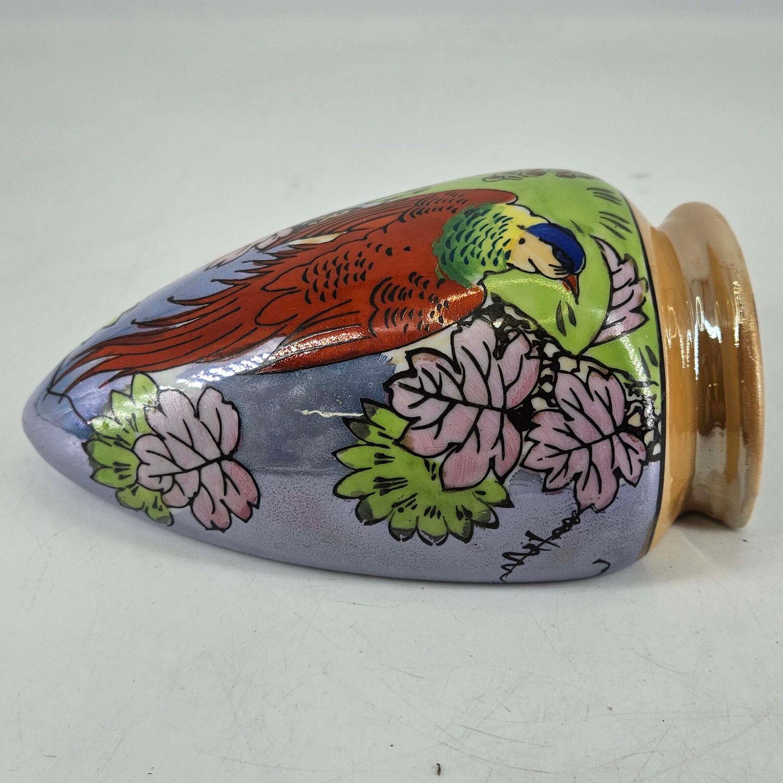 Vintage Bird Wall Pocket Vase Hand Painted Lusterware Floral Made in ...