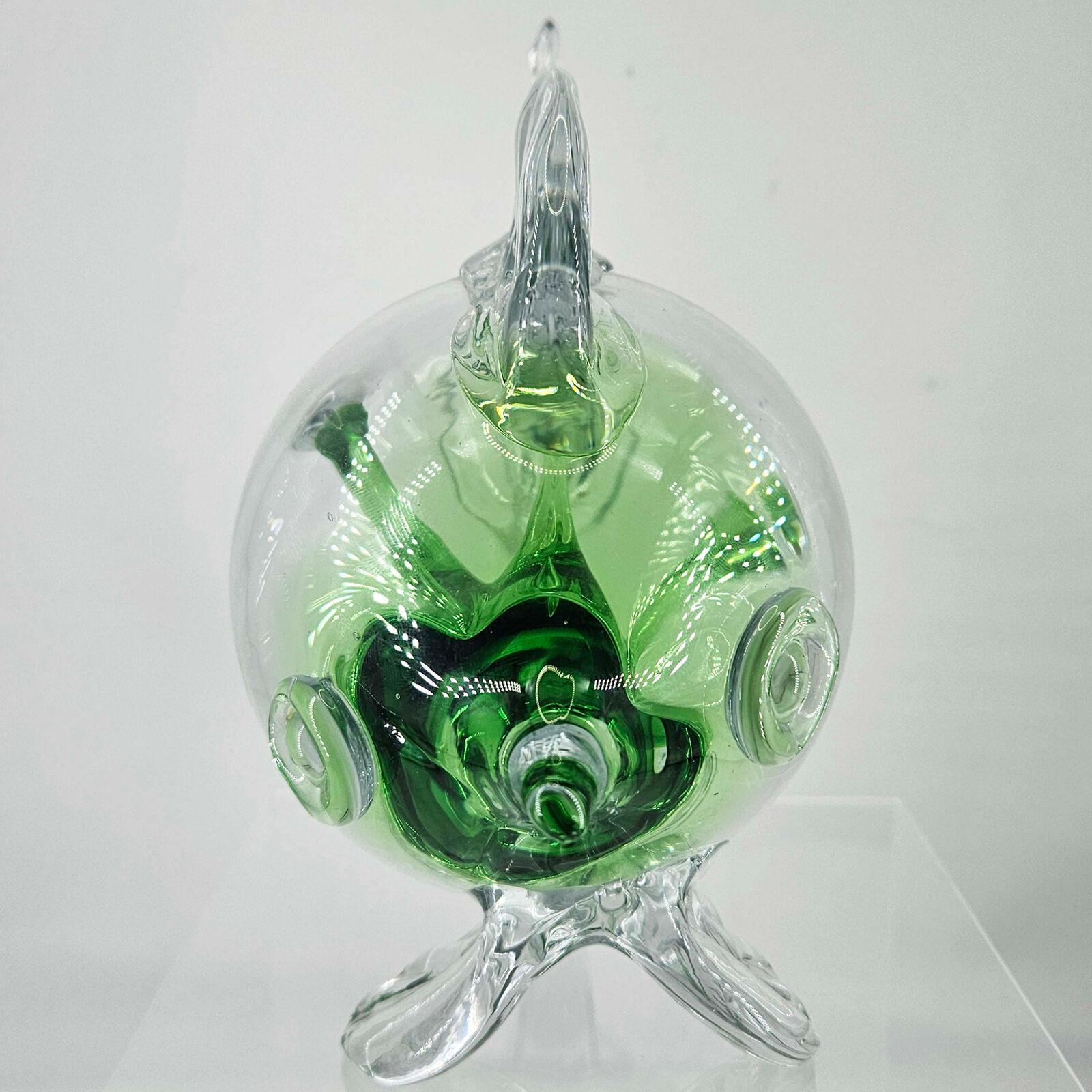Hand Blown Art Glass Spirit Tree Embossed Witch Ball Orb Fish Figurine ...
