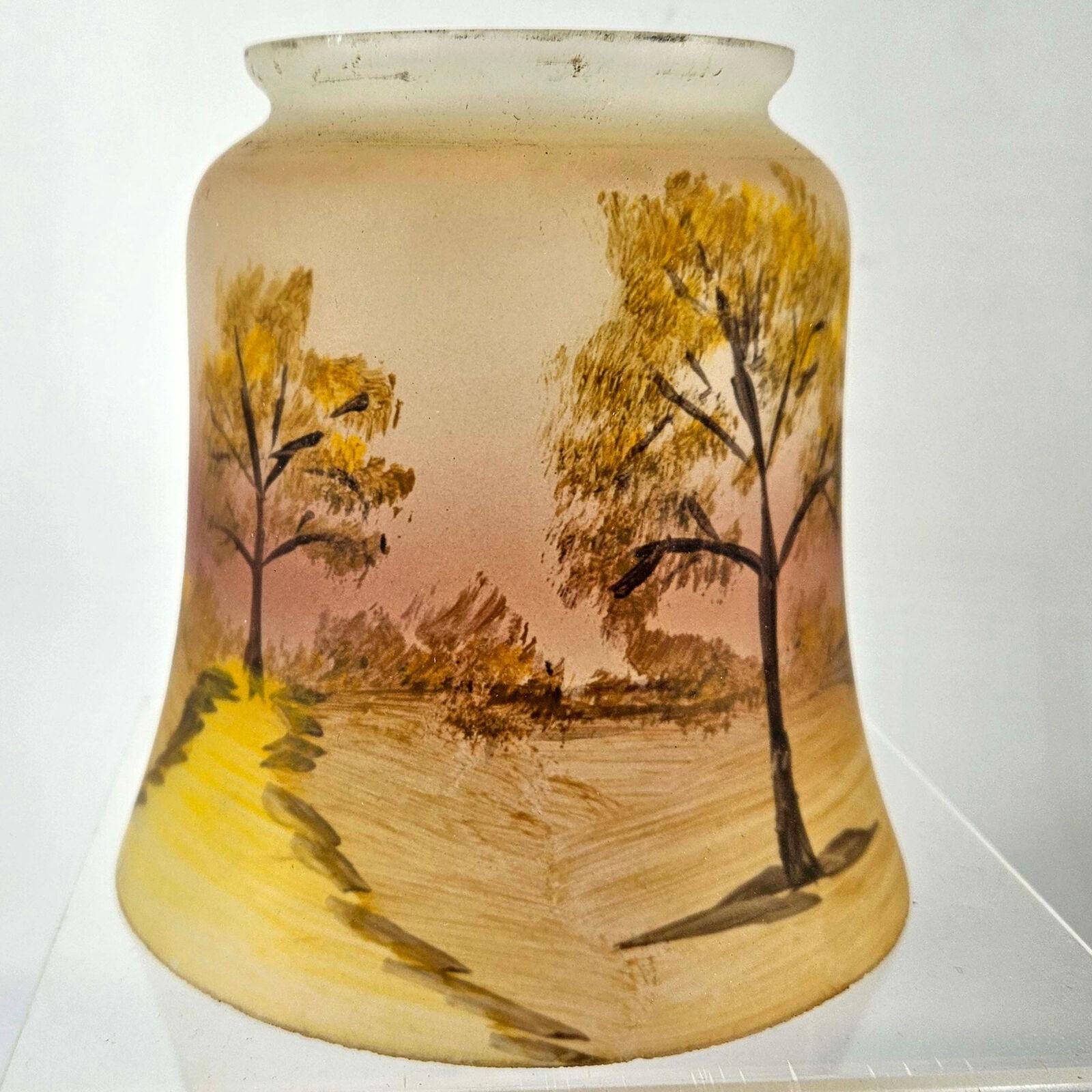 Vintage Hand Painted Glass Lamp Shade Tree Trees Countryside Scenic - Etsy