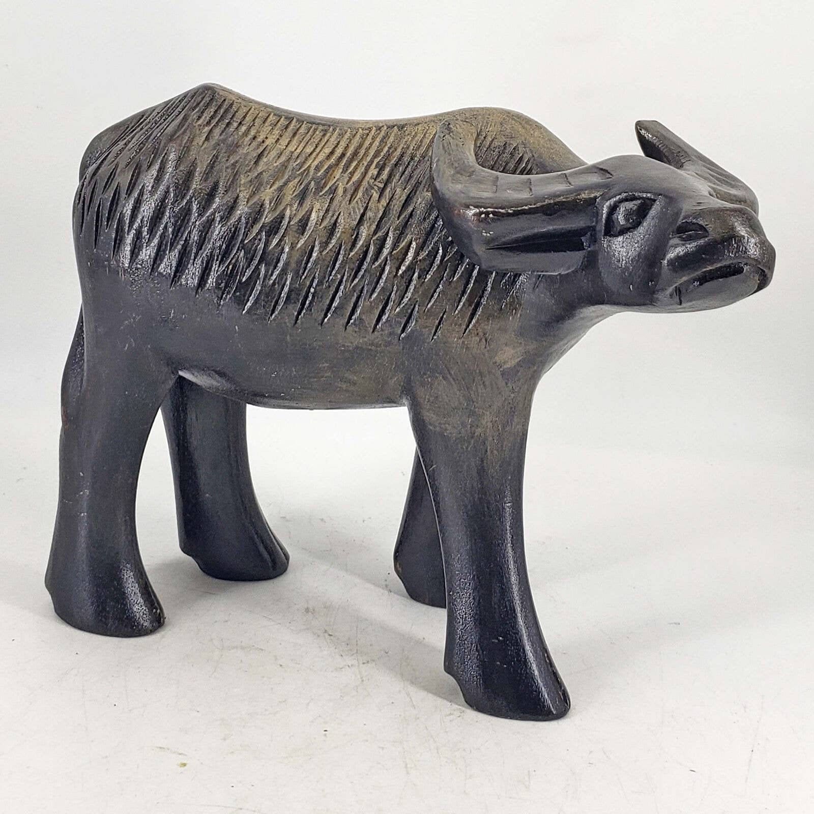 Vintage Hand Carved Wood Water Buffalo Figurine Sculpture - Etsy