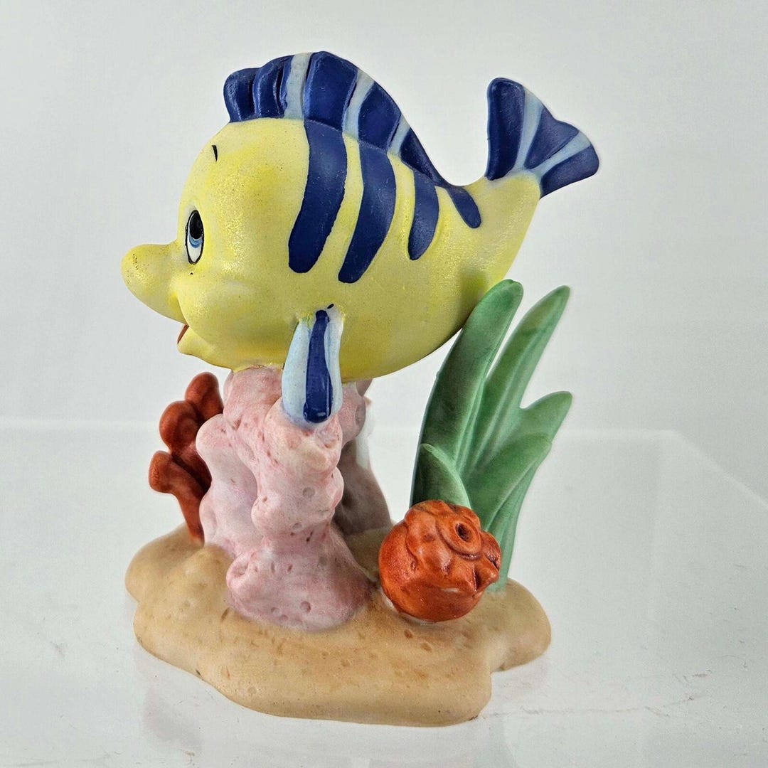 Disney Little Mermaid Flounder Figurine Ceramic Fish Coral Reef Sri ...