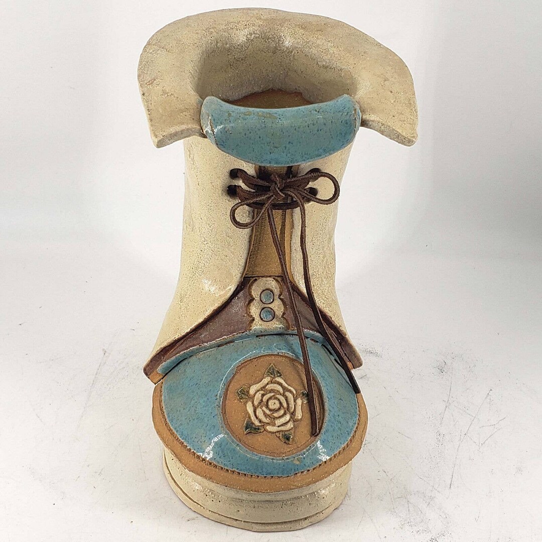 Vintage Country Cobbler Pottery Lace up Boot Planter Vase, 9 - Etsy