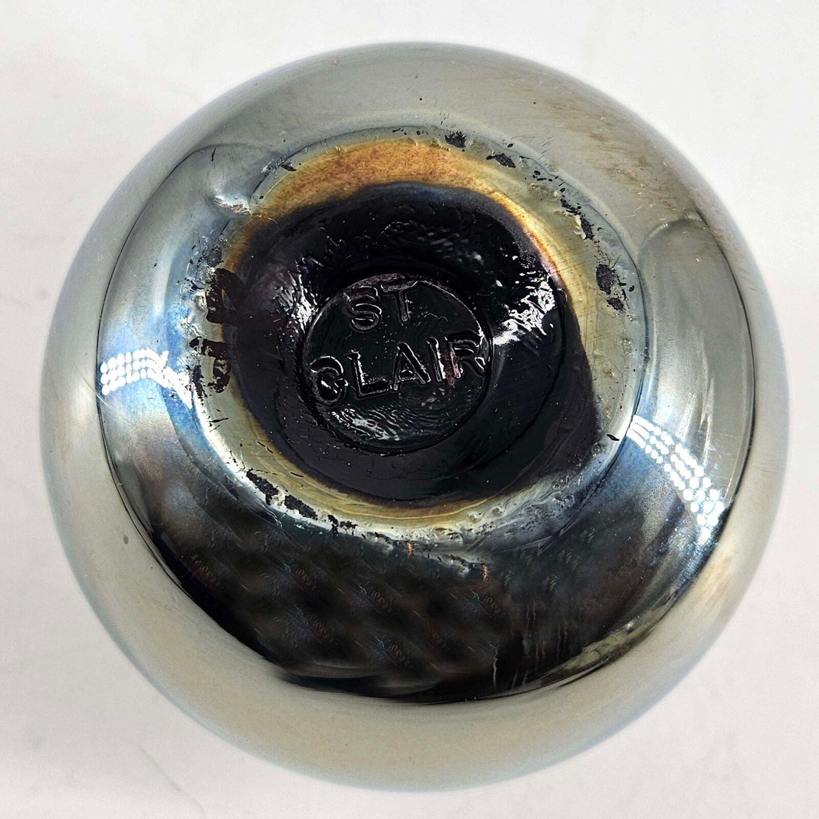 Vintage Signed St Clair Art Glass Iridescent Heavy Paperweight 3.25 - Etsy